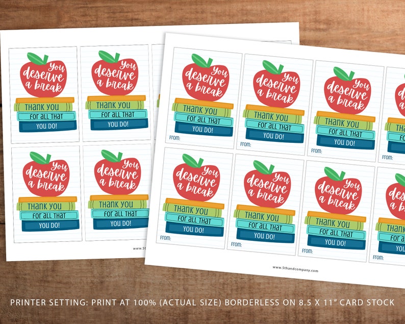 Teacher and School Staff Appreciation Gift Tag Printable You - Etsy