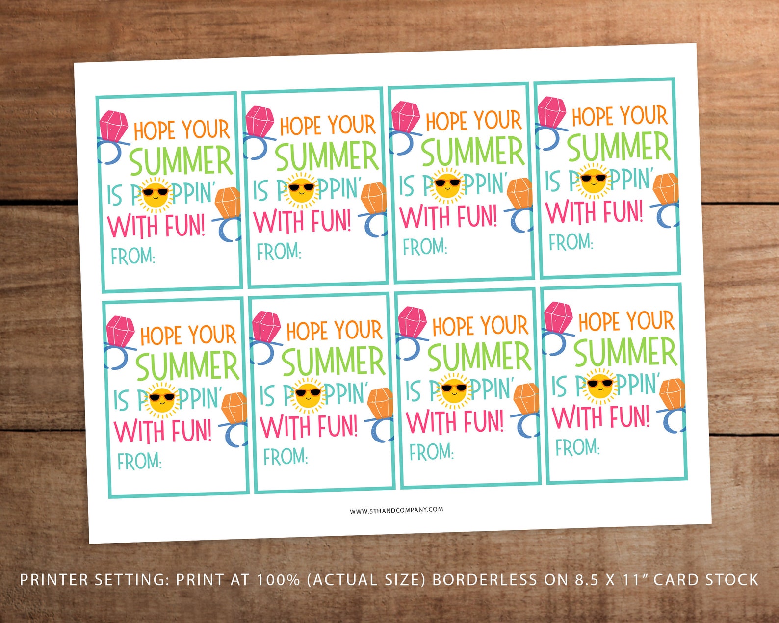 End of School Year Ring Pop Gift Tag Printable Hope Your Summer is ...