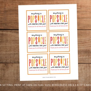 Popsicle Ice Cream Treat Gift Tag Printable for Teacher Appreciation ...