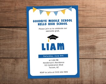 Middle School Graduation Invitation Peace Out Middle School Editable ...
