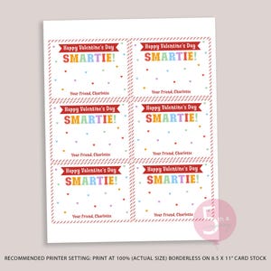 Editable Happy Valentine's Day Smarties Candy Gift Tag Printable ...