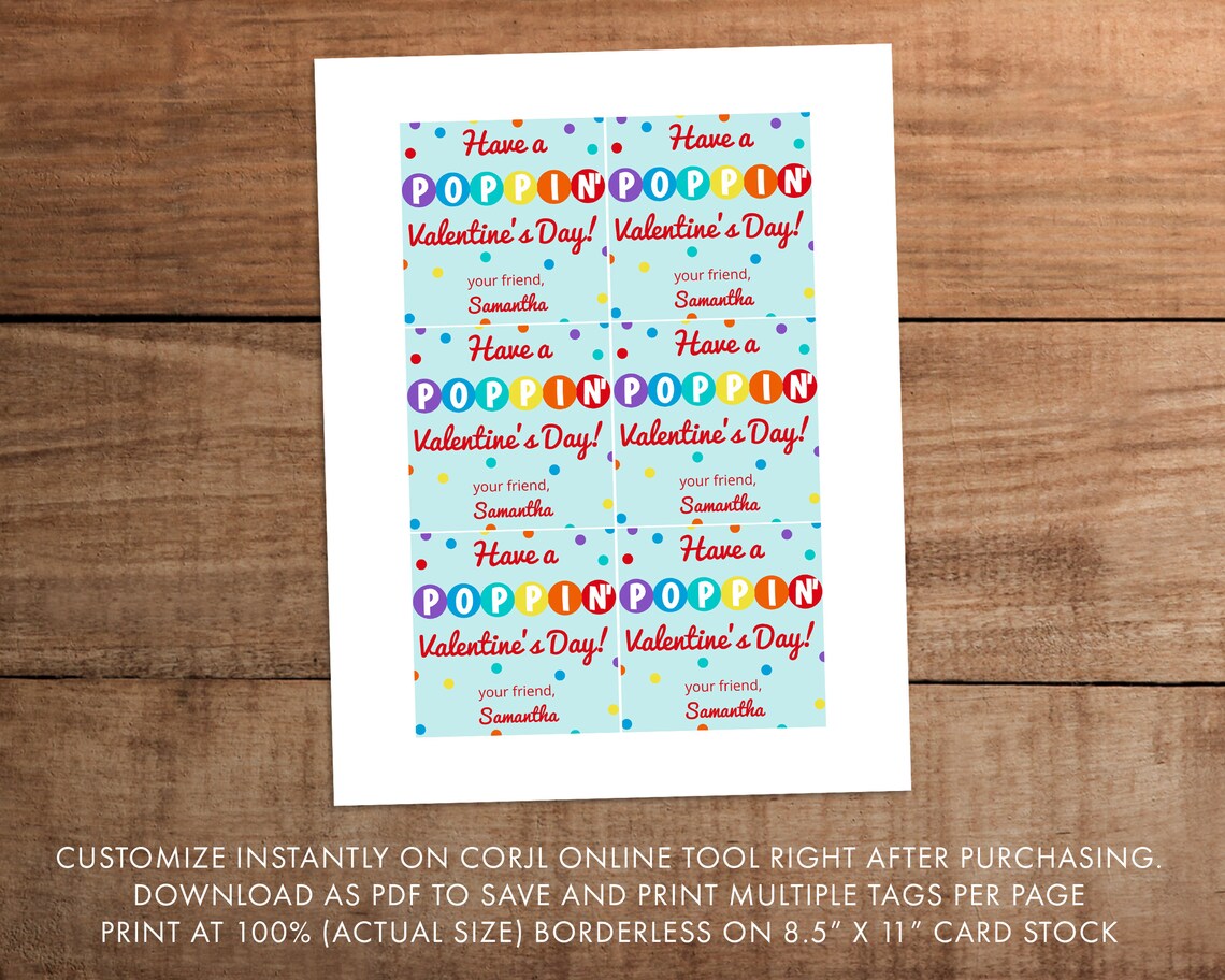 Valentines Day Pop It Fidget Party Favor Popcorn Gift Tag - Etsy