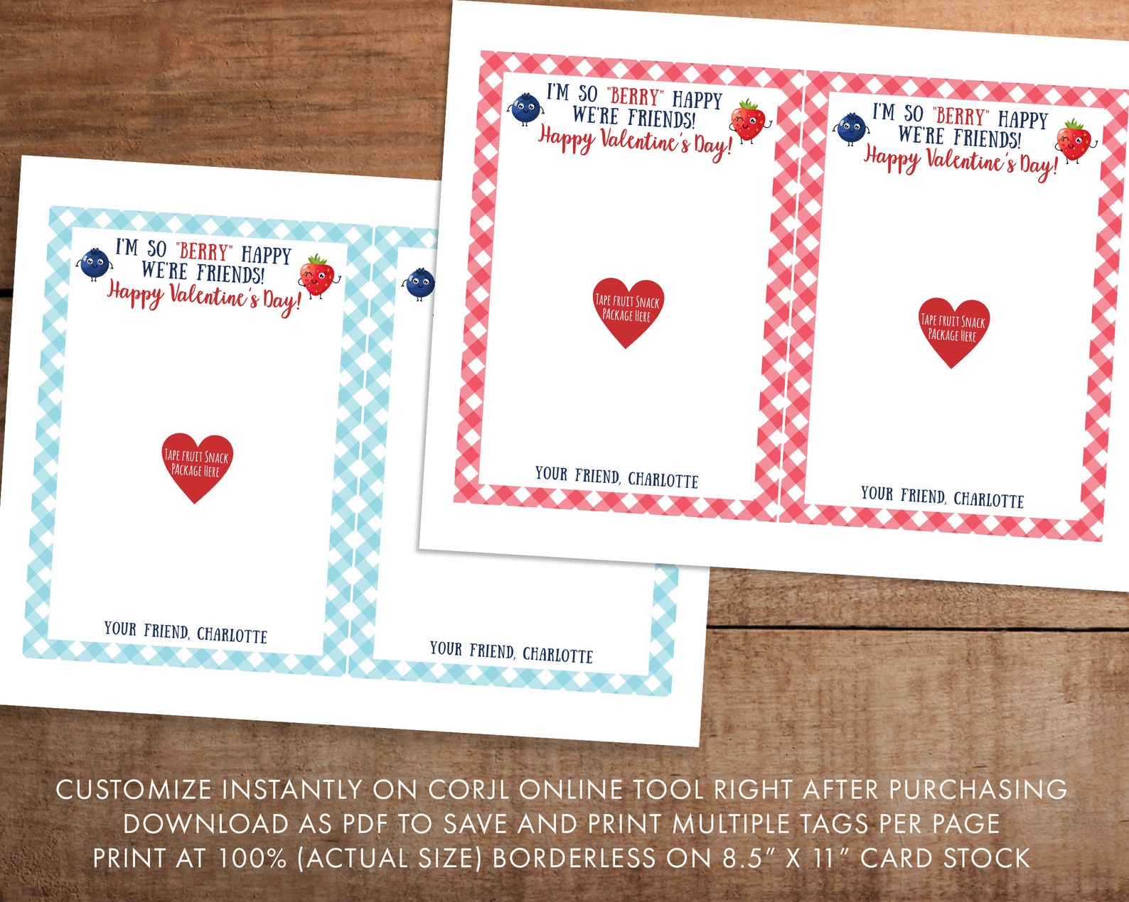 Valentines Day Fruit Snack Card Printable I'm so Berry - Etsy