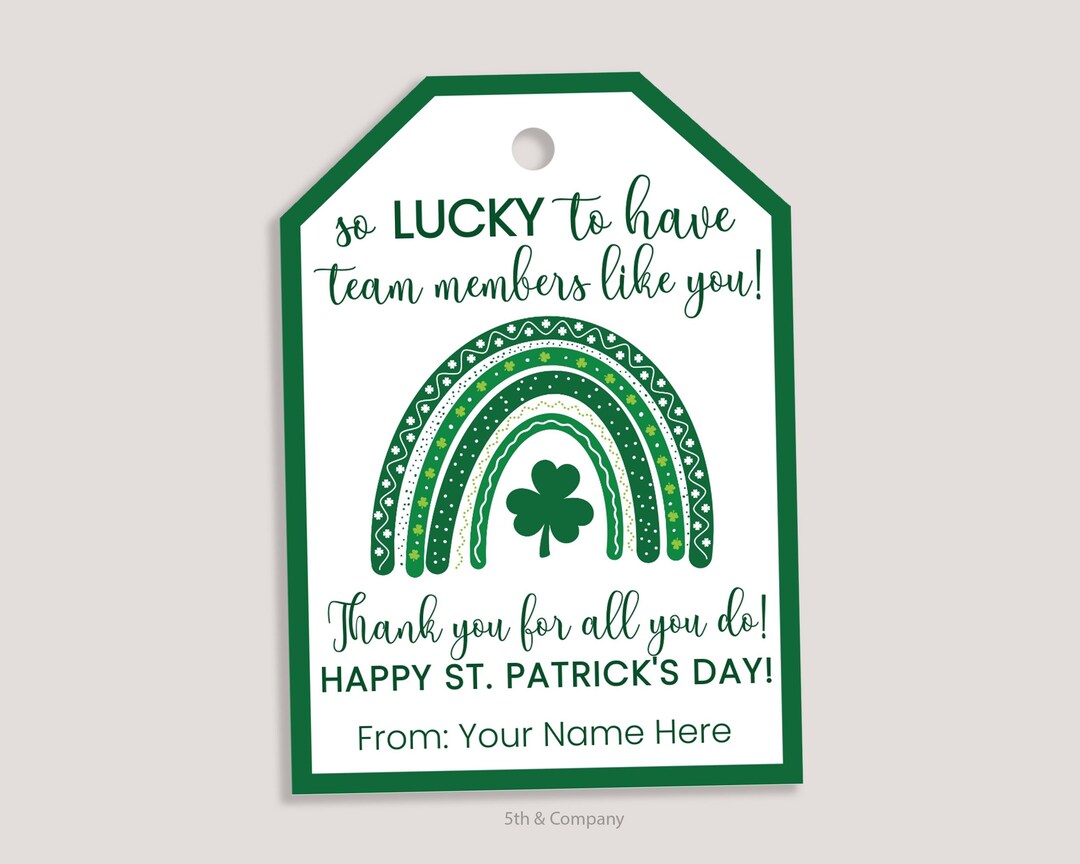 St. Patrick's Day Rainbow Shamrock Gift Tag Template (digital Download ...
