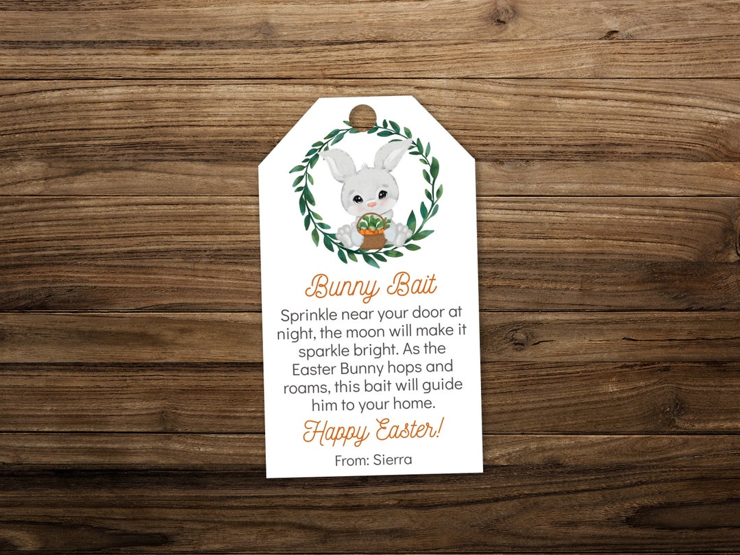 Editable Easter Bunny Bait Tags Printable , Easter Gift Tags, Treats ...