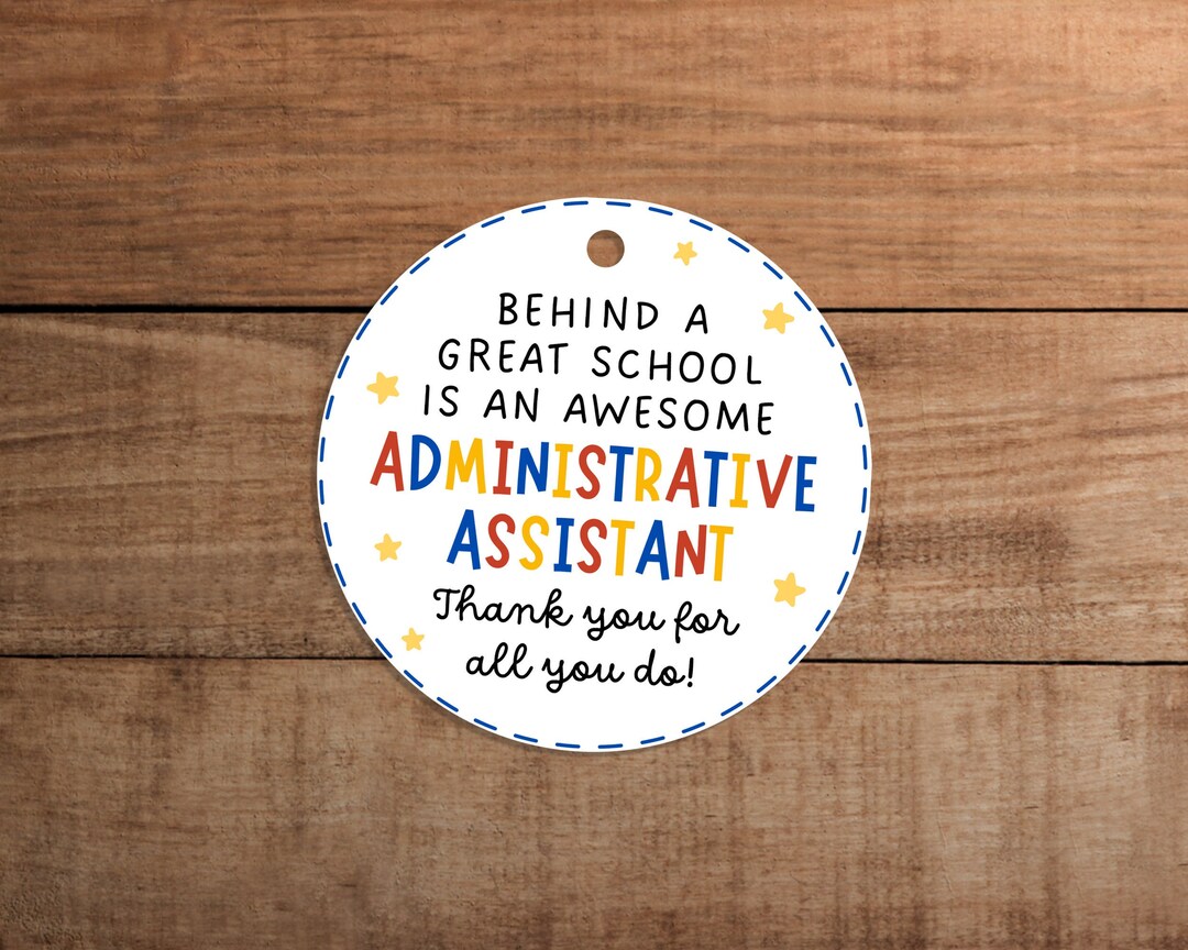 School Administrative Assistant Appreciation Gift Tag Secretary Thank ...