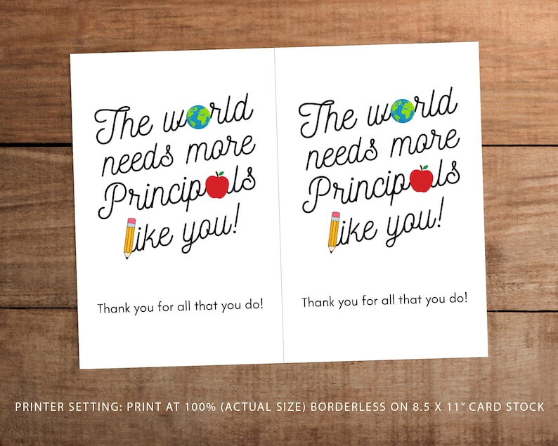 Principal Appreciation Thank You Flat Card Printable the World Needs ...