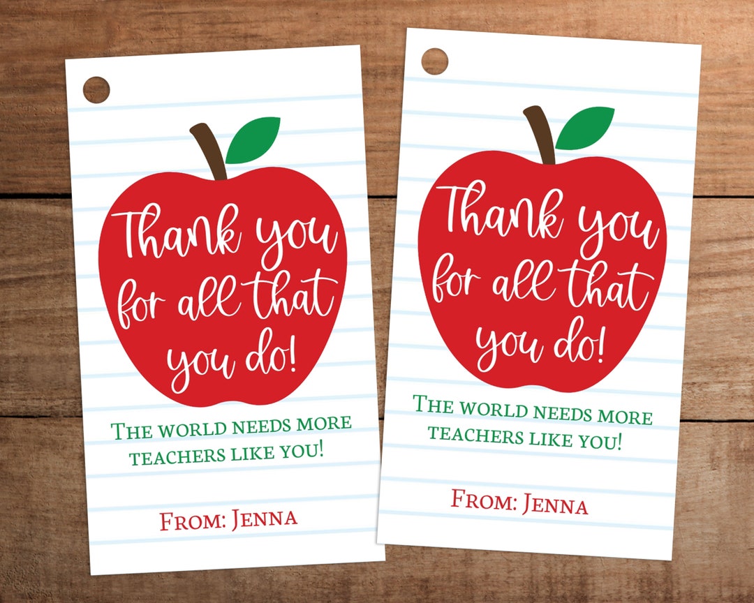 Editable Teacher Appreciation Gift Tag Printable Thank You for - Etsy