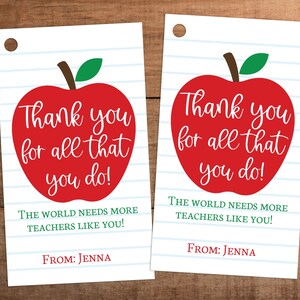 Editable Teacher Appreciation Gift Tag Printable Thank You for - Etsy