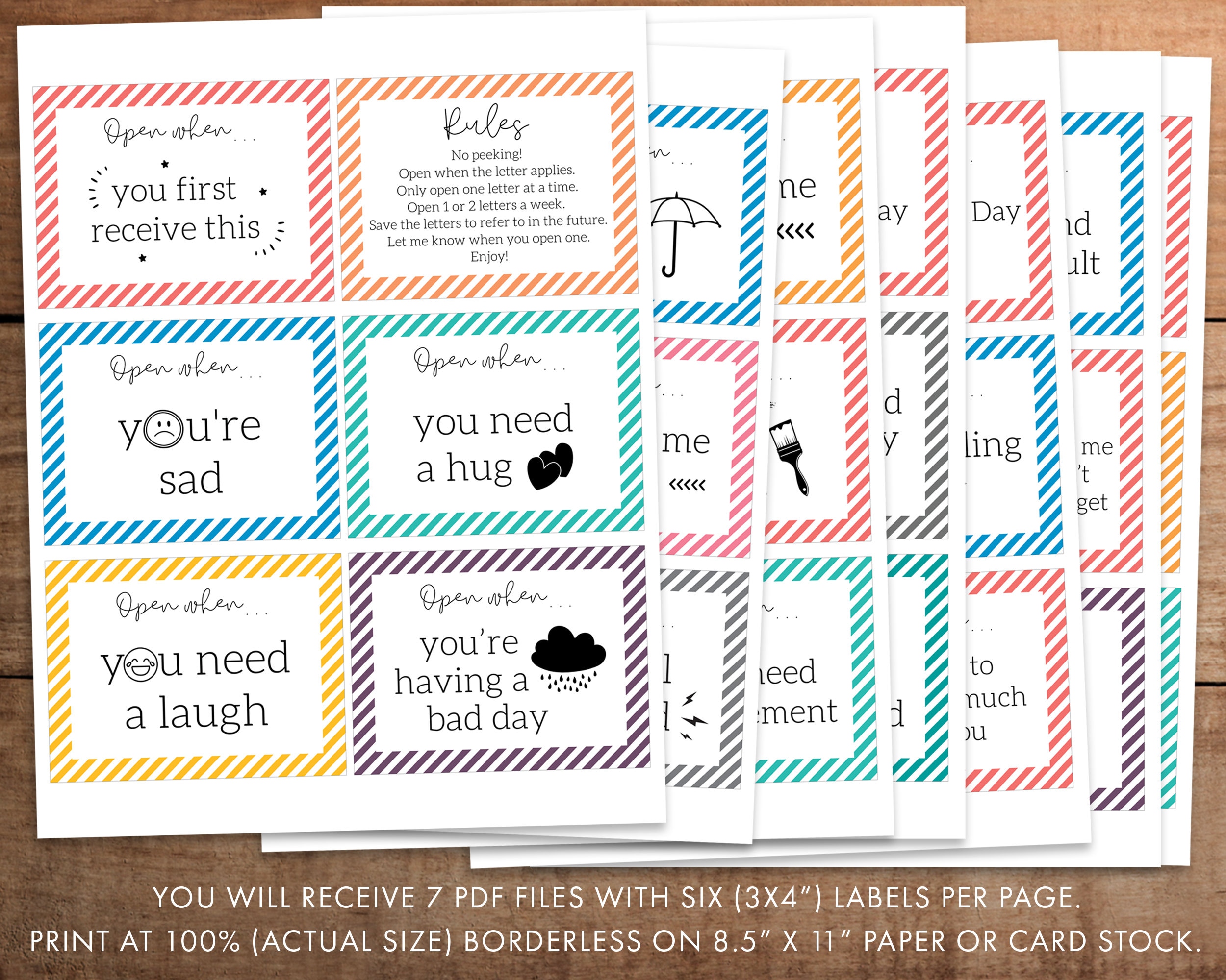 Open When Letter Labels Printable: Long Distance Relationship Gift (PDF ...