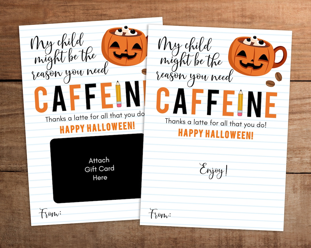 Teacher Appreciation Halloween Gift Card Holder Printable for Coffee ...