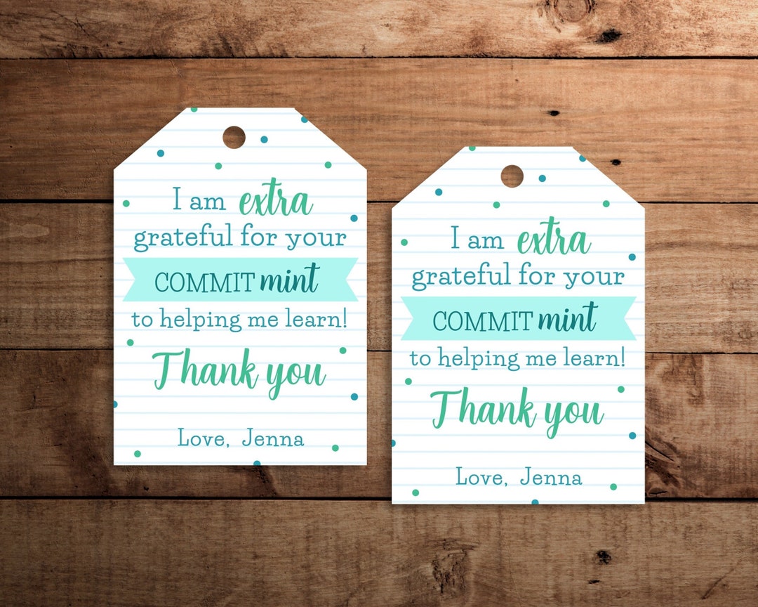 Editable Extra Gum Mint Thank You Gift Tag Printable for Teacher ...