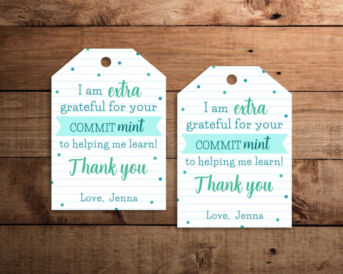 Editable Extra Gum Mint Thank You Gift Tag Printable for - Etsy