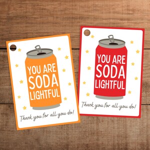 Soda Gift Tag for Teacher Nurse Staff Employee Team Member Appreciation ...