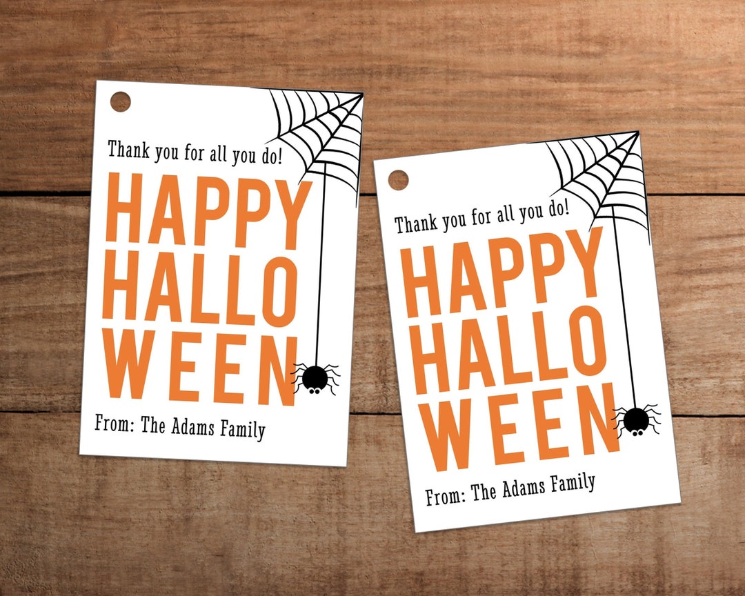 Halloween Thank You Gift Tag Printable for Teacher Nurse Staff Employee ...