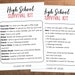 Editable High School Survival Kit Printable Class of 2025 - Etsy