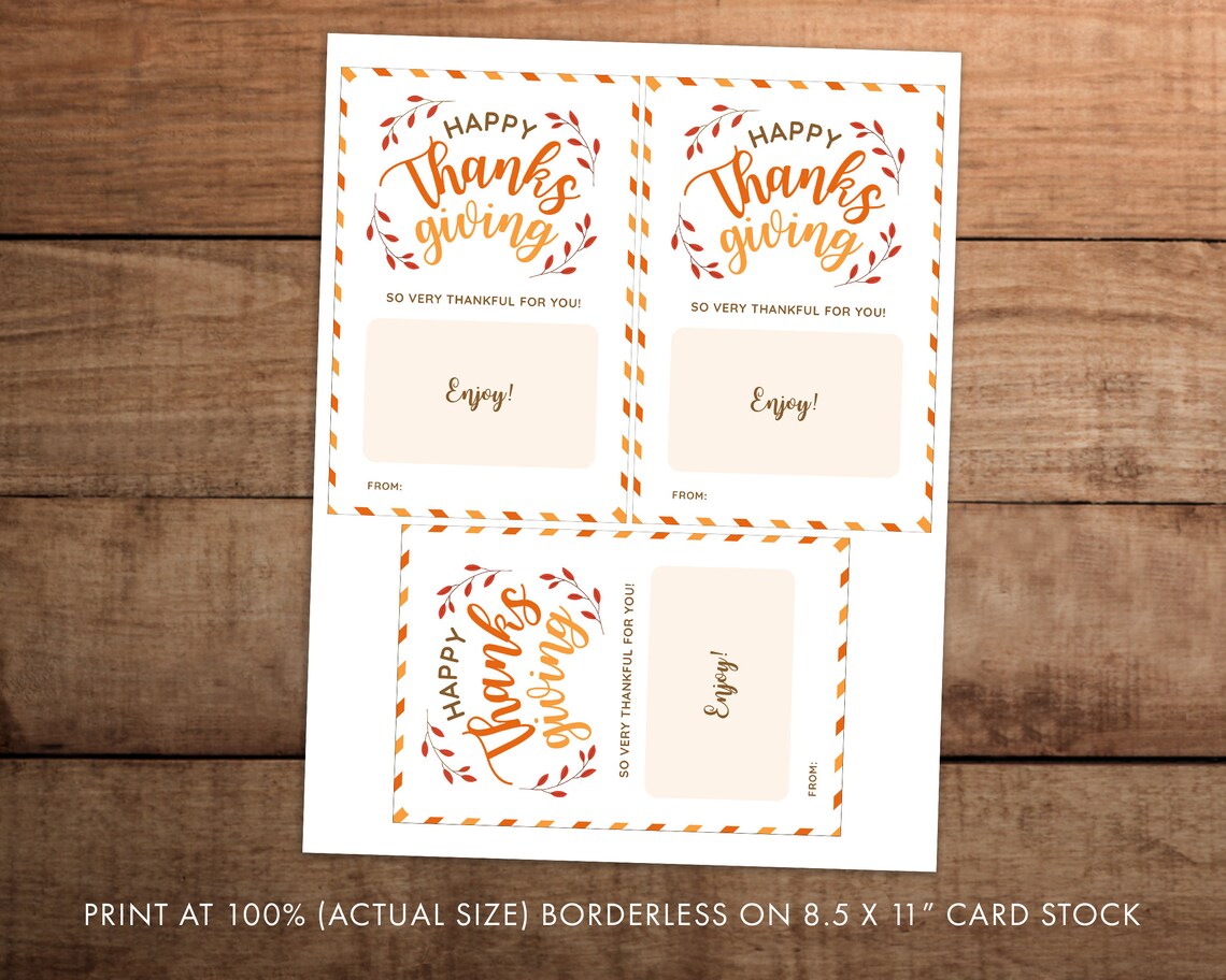 Thanksgiving Appreciation Gift Card Holder Printable so Very Thankful ...