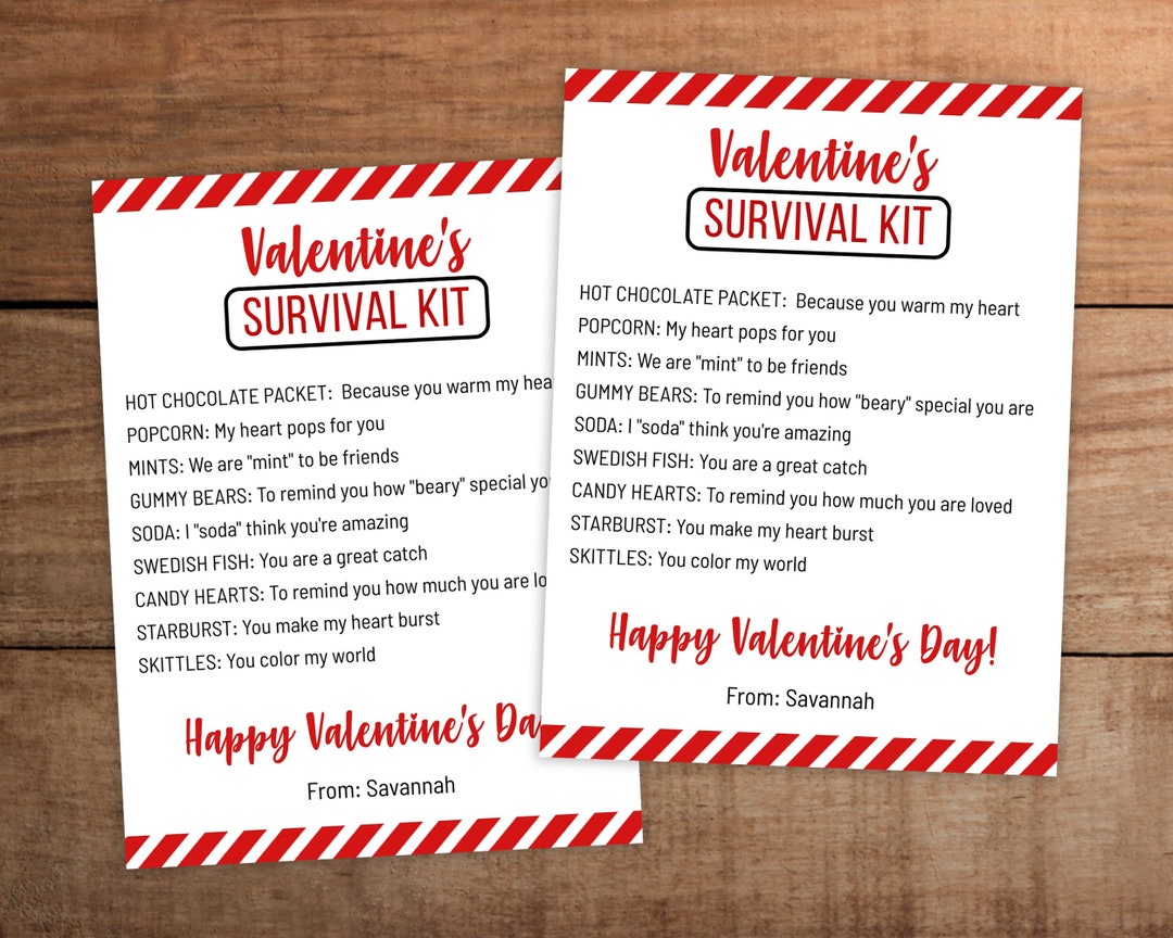 Editable Valentine's Day Survival Kit Printable Galentines Day Gift ...