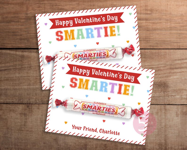 Editable Happy Valentine's Day Smarties Candy Gift Tag Printable ...