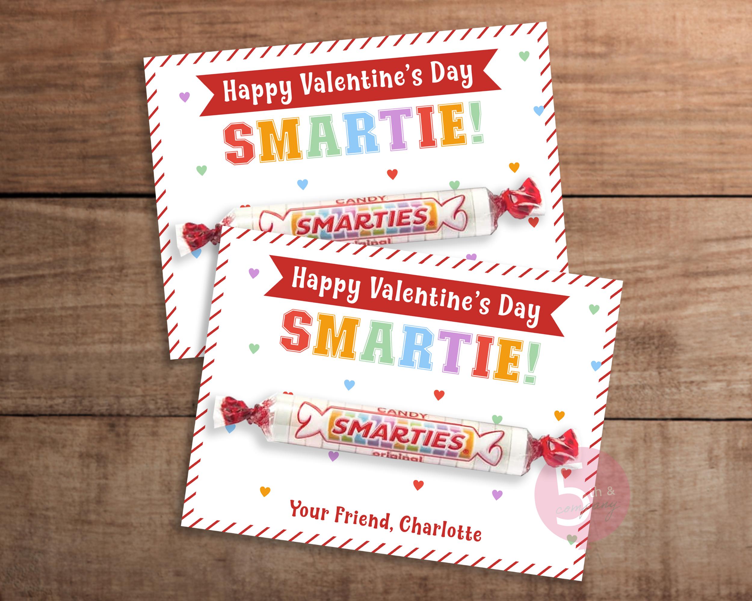 Editable Happy Valentine's Day Smarties Candy Gift Tag Printable ...