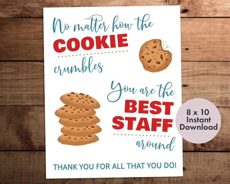 Cookie Thank You Table Sign for Staff Employee Teacher Nurse - Etsy