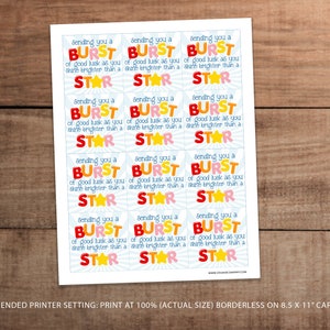 Good Luck Gift Tag Printable: Star Burst Candy (PDF) - Etsy