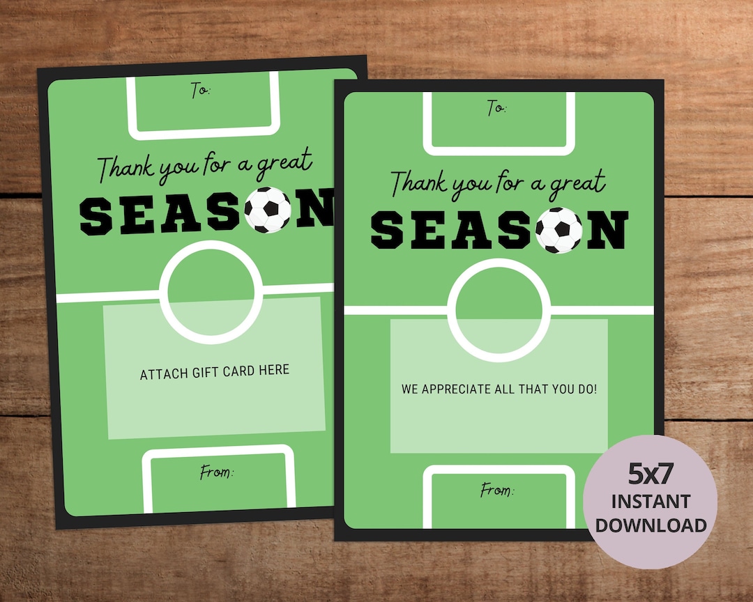 Printable Gift Card Holder for Soccer Coach Appreciation, Thank You for ...