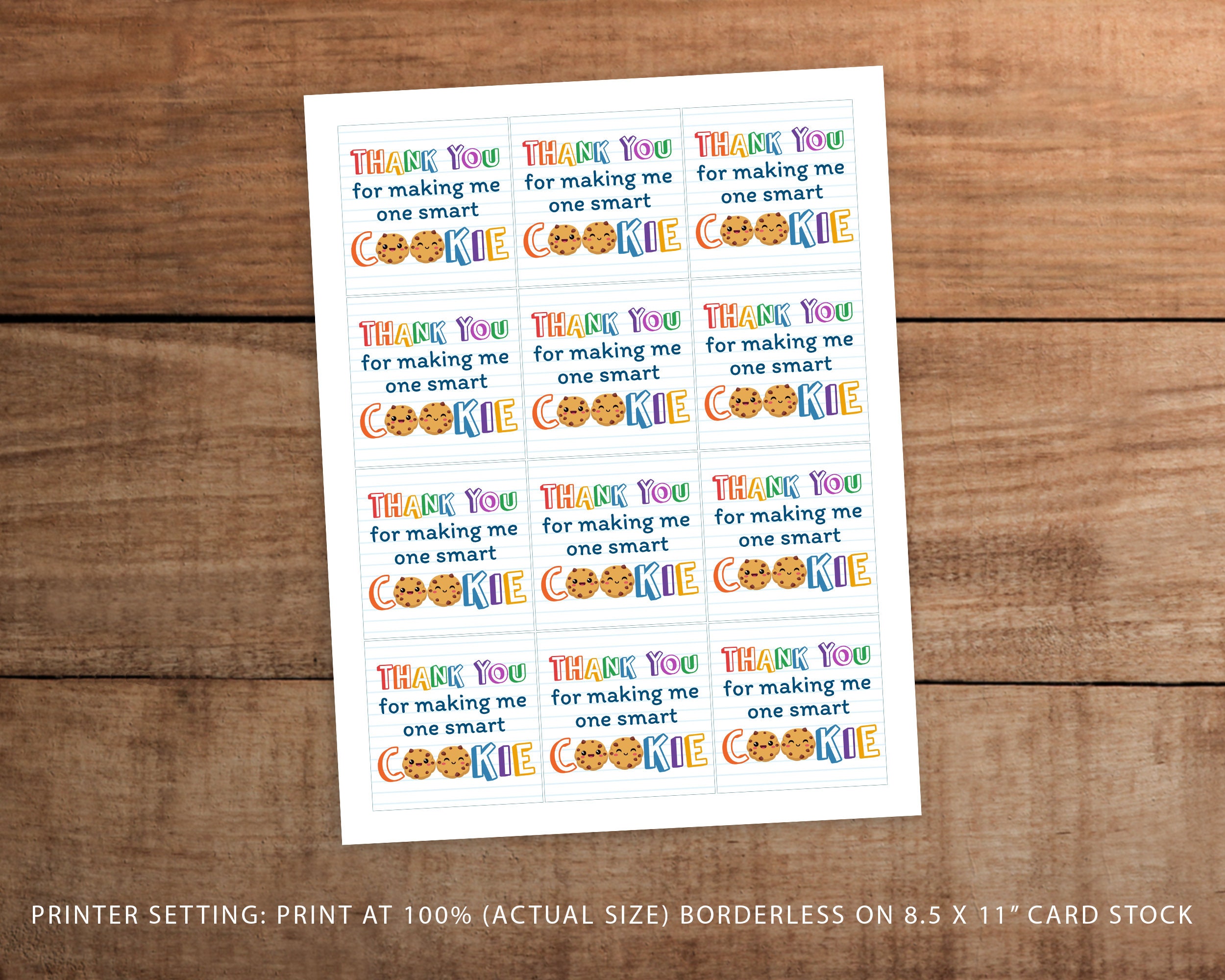 Teacher Appreciation Gift Tag Printable: Smart Cookie Thank You ...