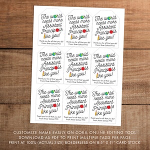 Editable Assistant School Principal Appreciation Gift Tag Printable ...