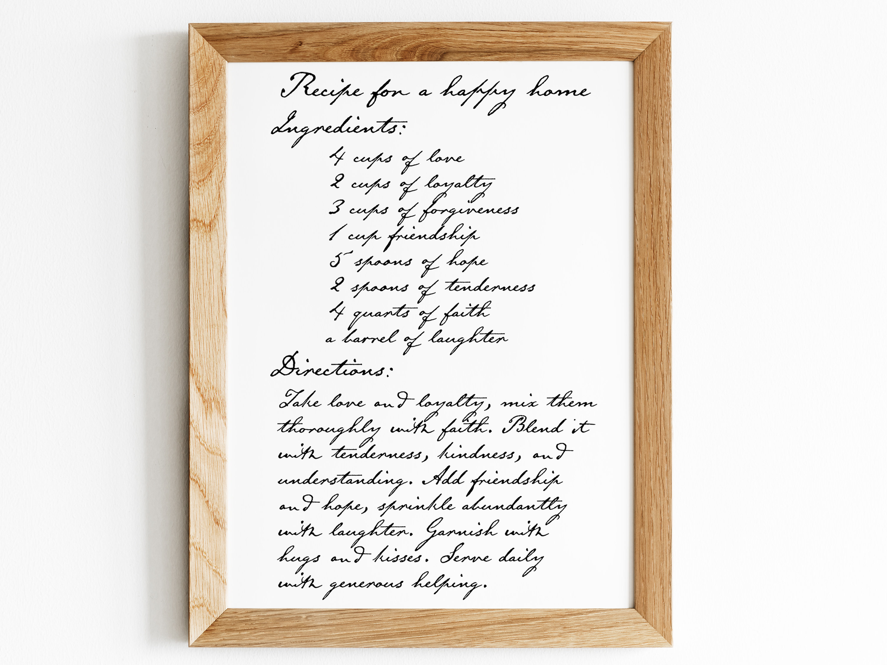 Recipe for a Happy Home Printable Wall Art Décor Typography | Etsy