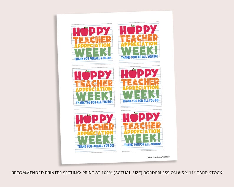 Teacher Appreciation Week Square Gift Tag Printable Attach to Cookies ...