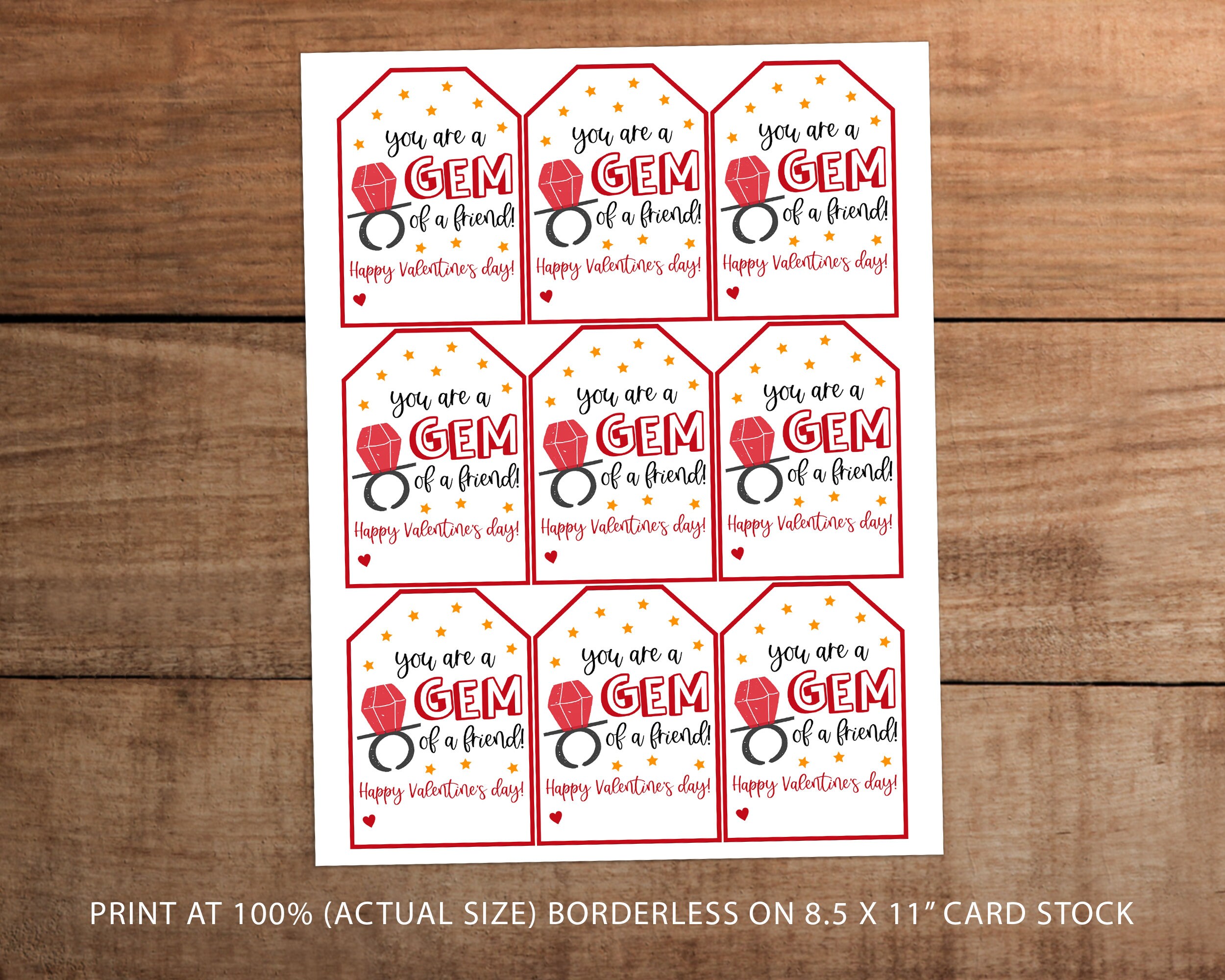Valentines Ring Pop Candy Treat Gift Tag Printable You Are a Gem of a ...