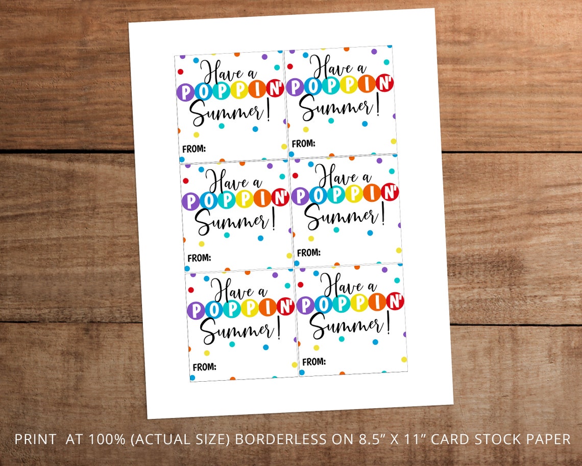 End of School Year Pop It Gift Tag Printable Have a Poppin - Etsy