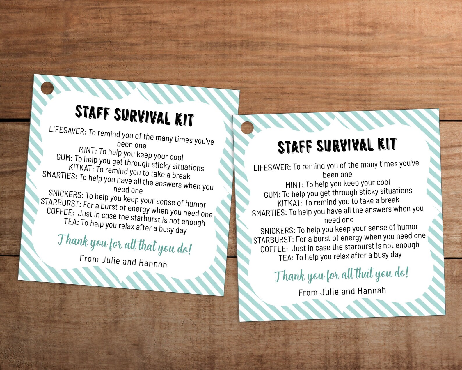 Staff Team Employee Survival Kit Printable Appreciation Gift - Etsy