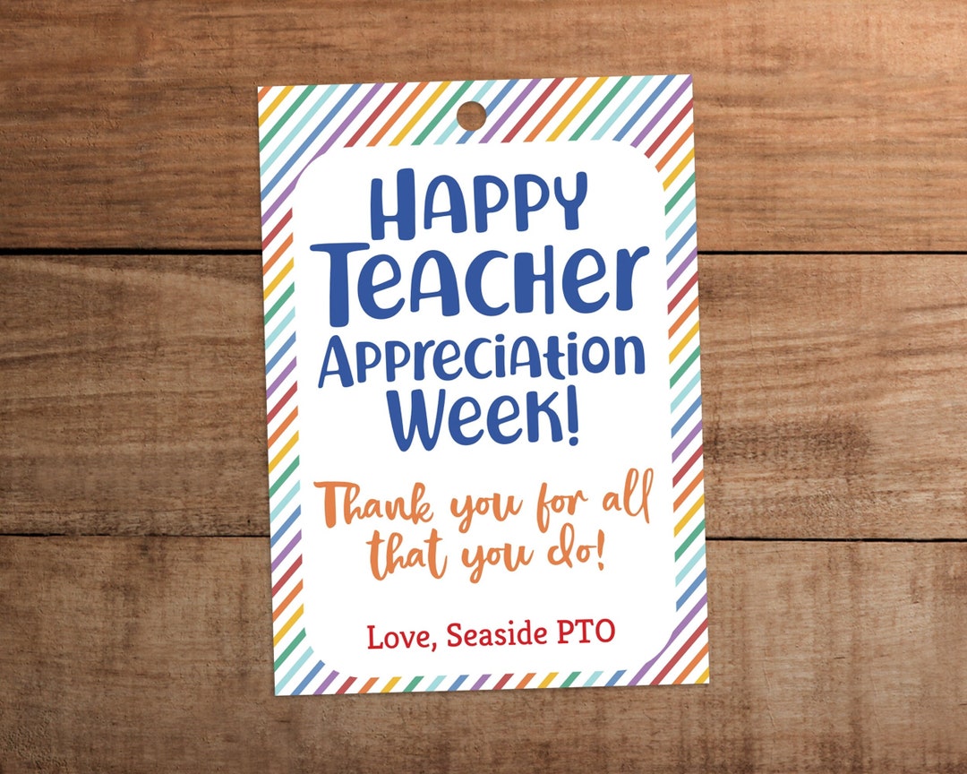 Editable Happy Teacher Appreciation Week Gift Tag Printable Thank You ...