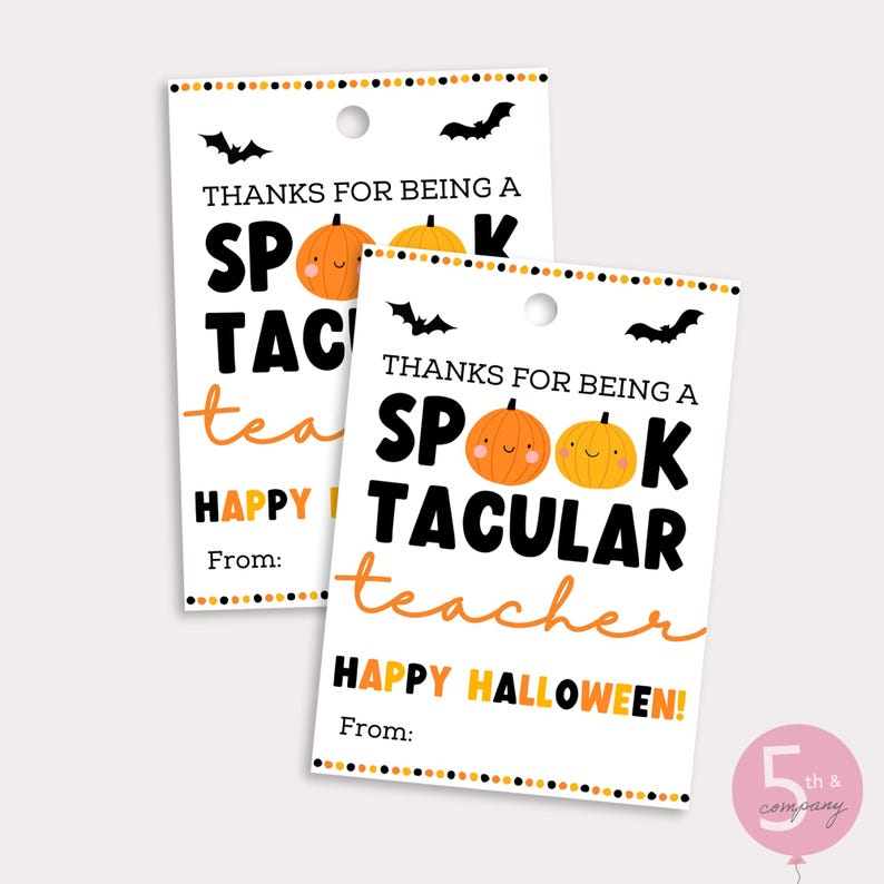 Teacher Halloween Gift Tag Printable | Thank You for Being a ...