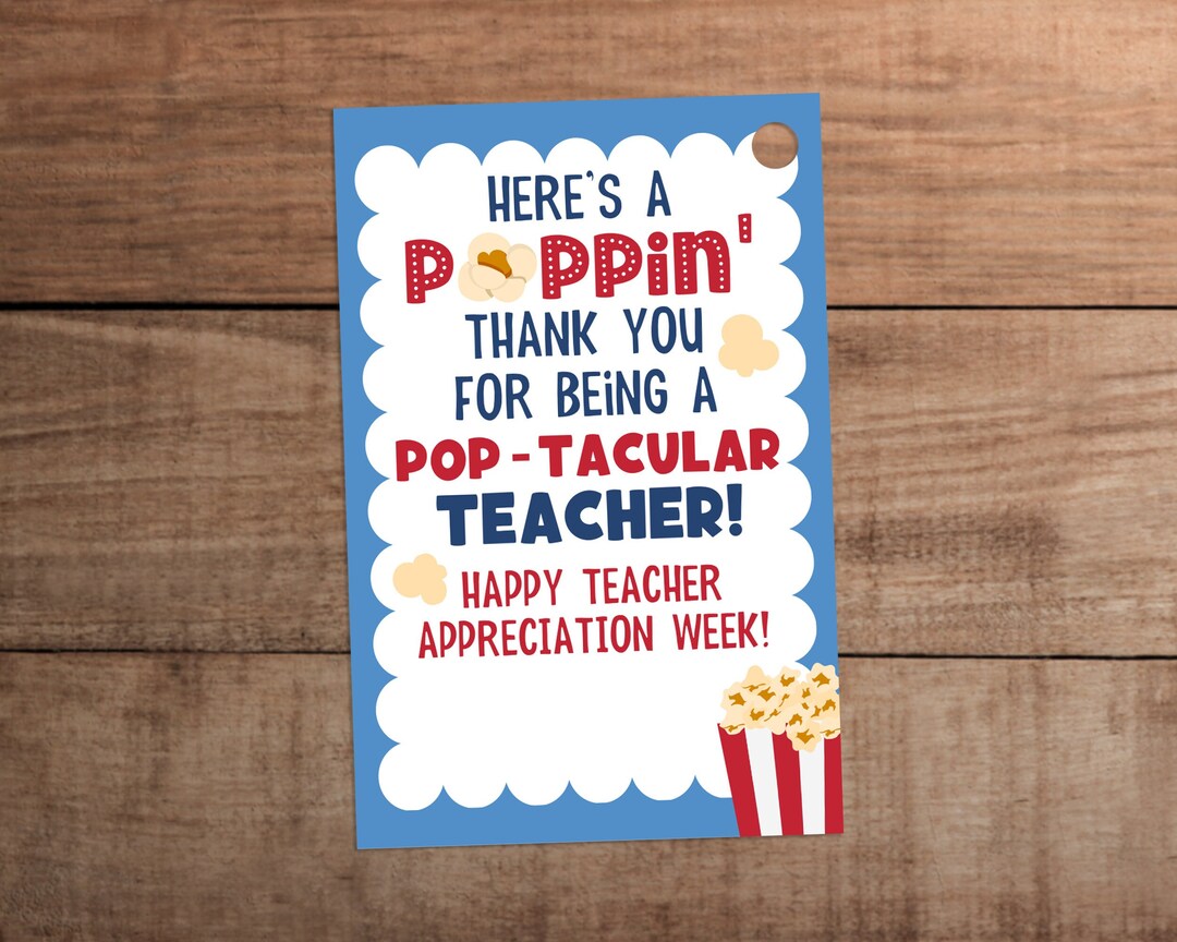 Popcorn Gift Tag Printable for Teacher Appreciation Week - Etsy