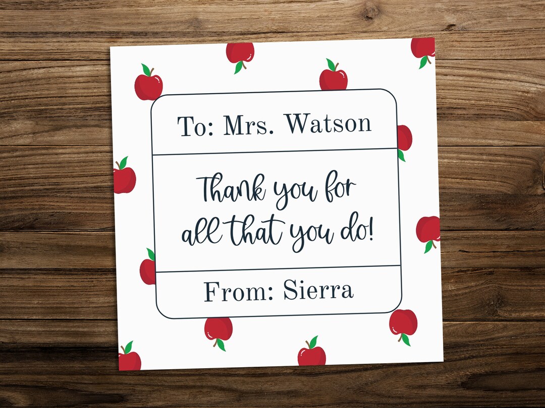 Editable Gift Tag for Teacher Appreciation Week End of School Last Day ...