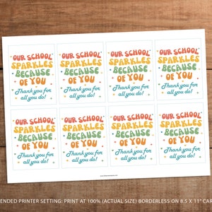 School Custodian Appreciation Gift Tag: Printable Thank You (PDF) - Etsy