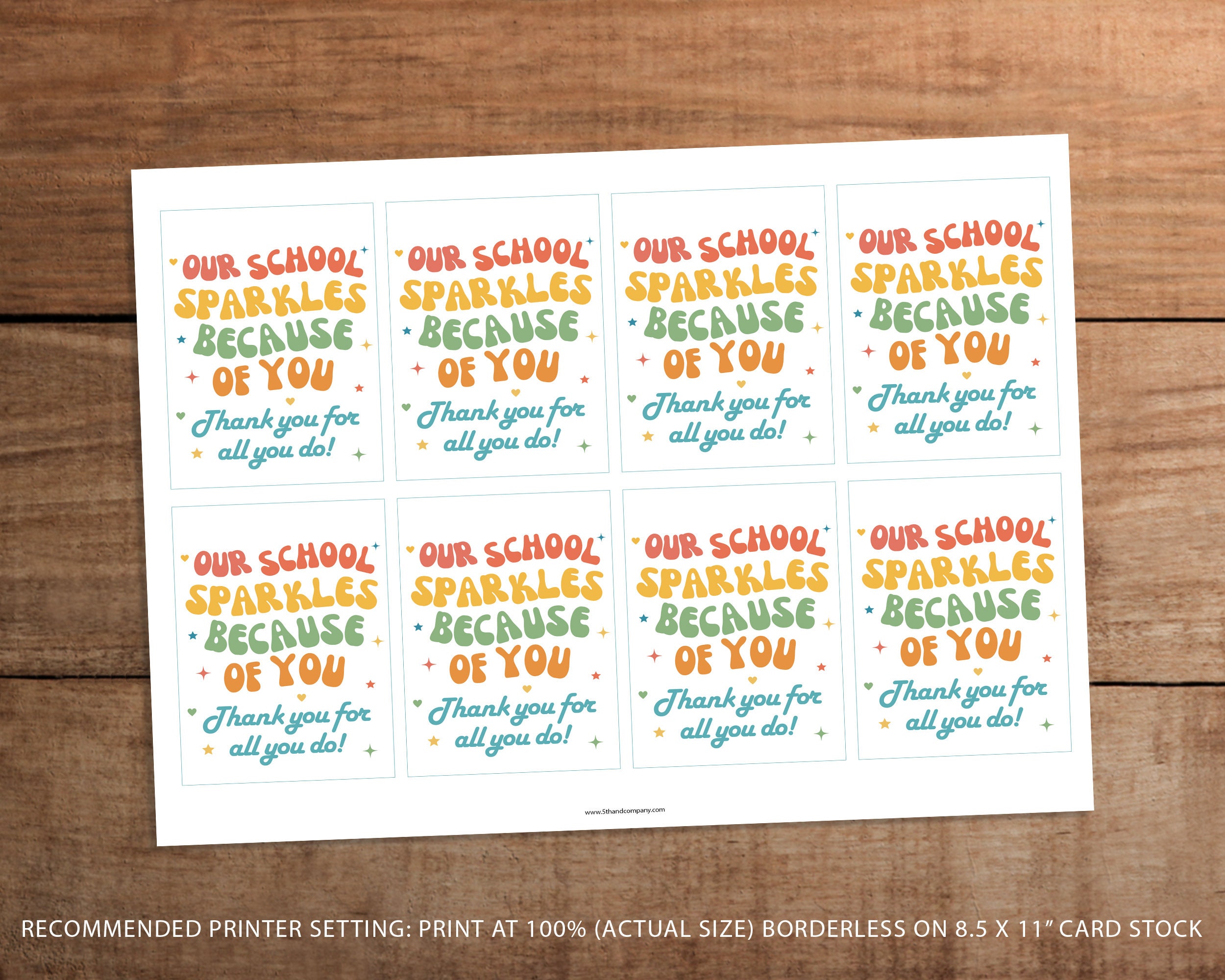 School Custodian Appreciation Gift Tag: Printable Thank You (PDF) - Etsy