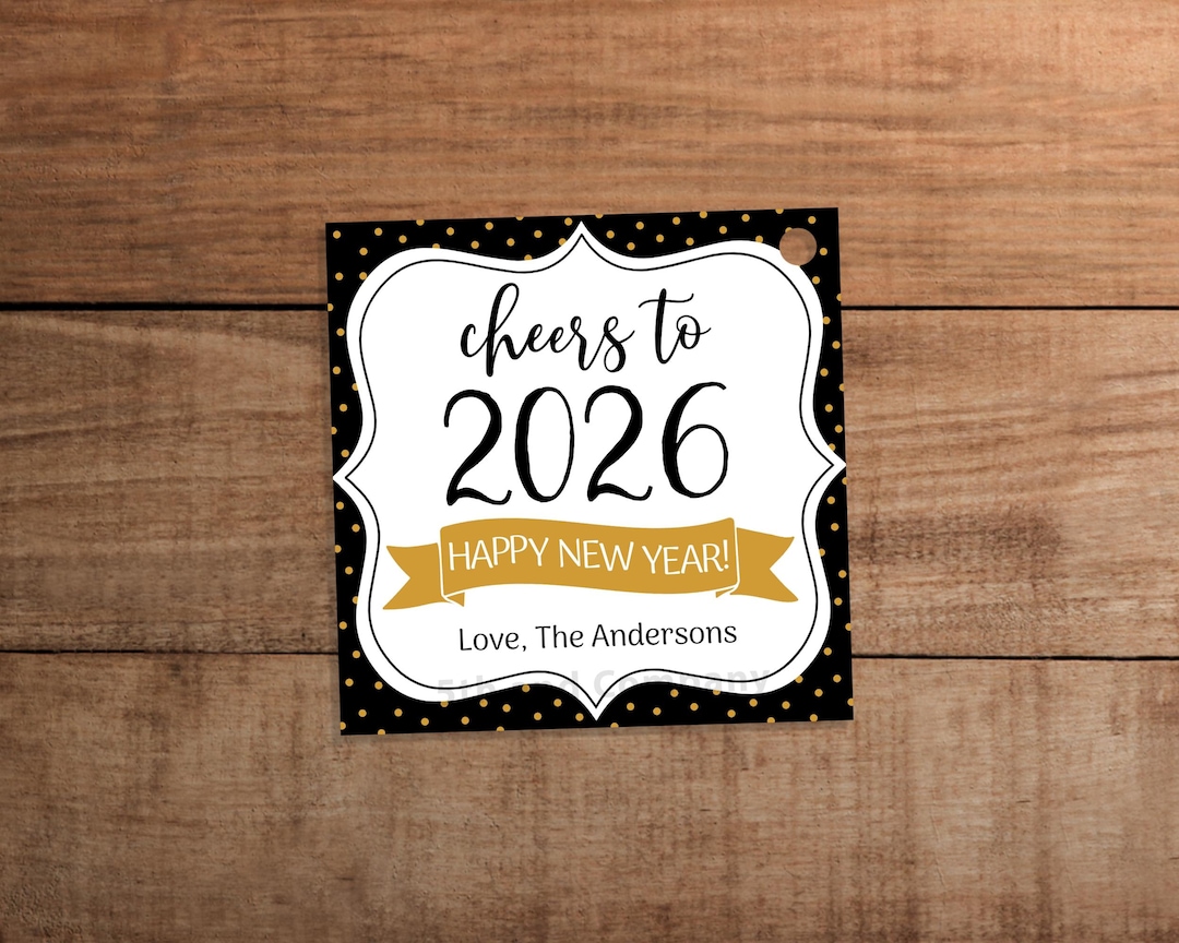 Editable New Year Gift Tag Printable Cheers to 2026 for Coworkers ...
