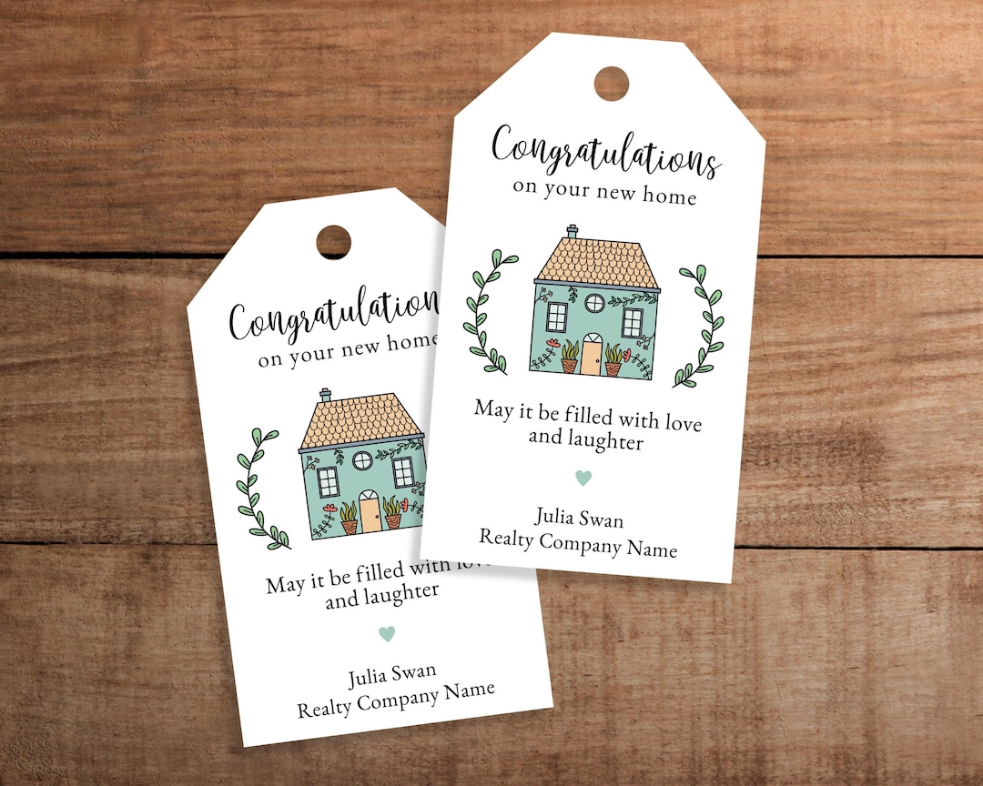 Congratulations New Home Gift Tags, Realtor Client Closing Gift ...