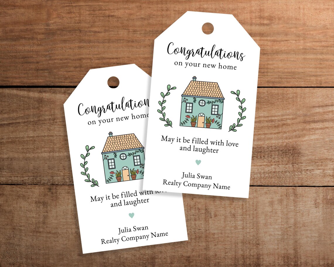 Congratulations New Home Gift Tags, Realtor Client Closing Gift ...