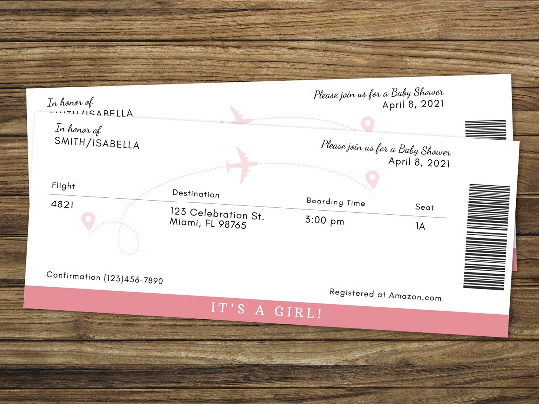 Boarding Pass Baby Shower Invitation Printable for Baby Girl - Etsy