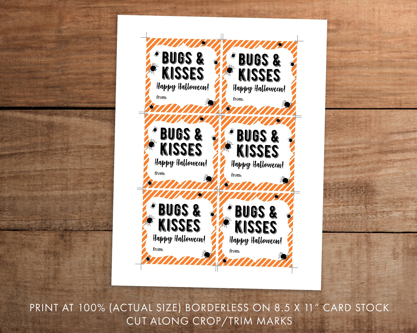 Bugs and Kisses Halloween Gift Tag Printable Favor Tag Instant Download ...
