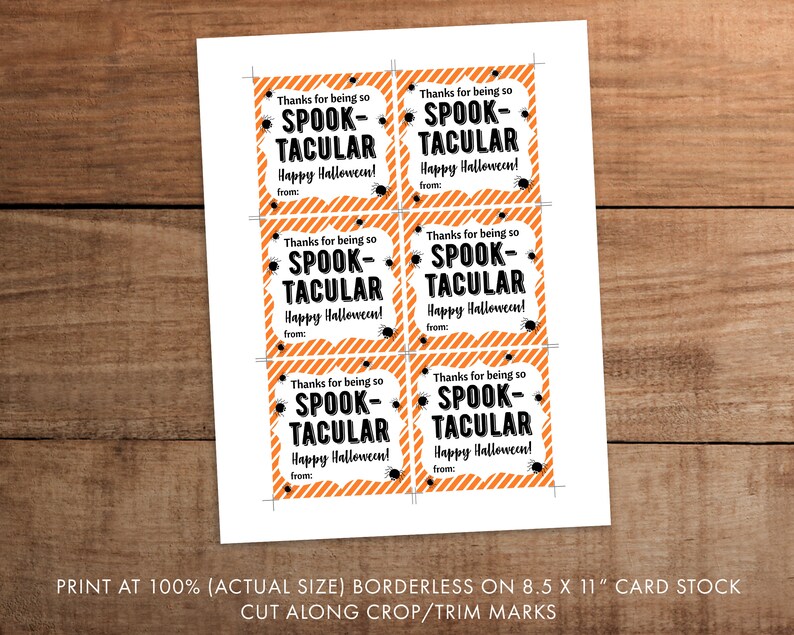 Spooktacular Halloween Thank You Gift Tag Printable for Staff - Etsy