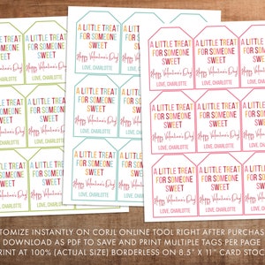 Editable Valentines Day Treats Gift Tags Printable, Kid's Classroom ...