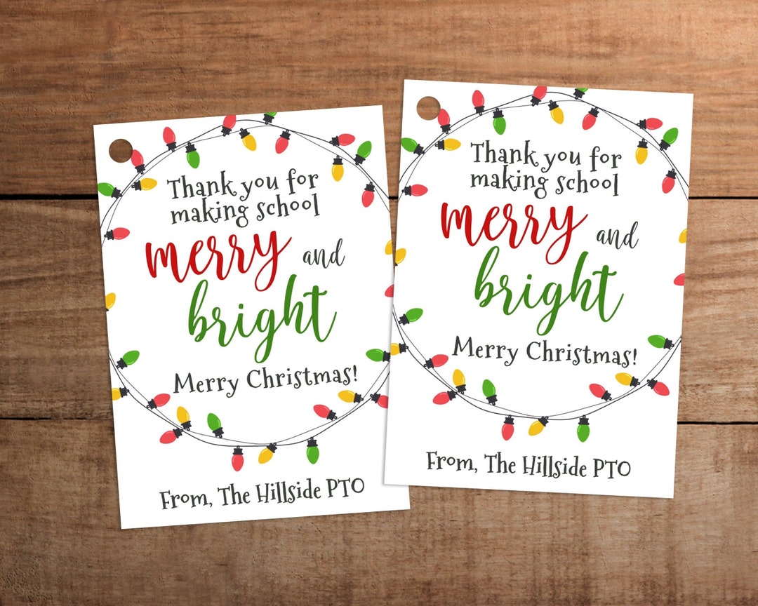Editable Christmas Thank You Gift Tag Printable for Teacher School ...