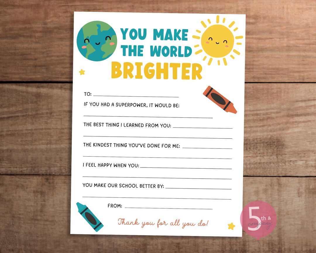 Teacher and Staff Appreciation Week Letter Printable You Make the World ...