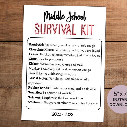 EDITABLE Back to School Survival Kit Printable Gift Tag - Etsy
